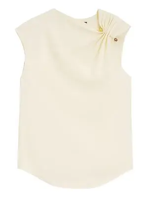 BOSS Regular-fit Crepe Blouse With Metal Pin Detail - Light Beige