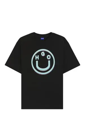 Hugo Cotton-jersey T-shirt With Graphic Print - Black