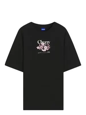 Hugo Cotton-jersey T-shirt With Graphic Print - Black