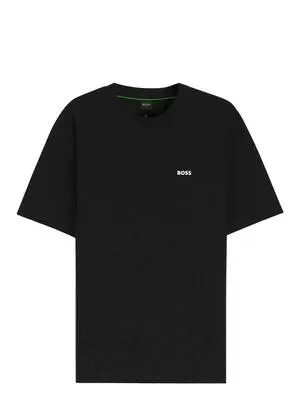 BOSS Cotton-piqué T-shirt With All-over Print - Black