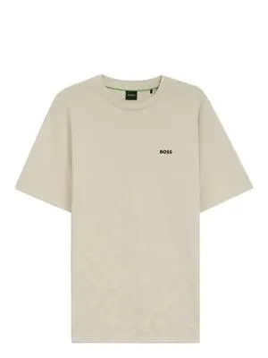 BOSS Cotton-piqué T-shirt With All-over Print Light Beige