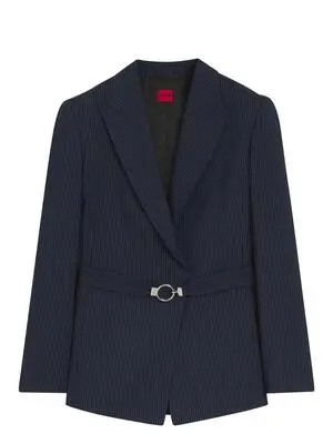 Hugo Pinstripe Belted Blazer - Patterned
