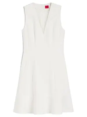 Hugo V-neck Seamed Dress - White
