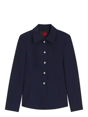 Hugo Regular-fit Blazer With Peplum Hem And Metal Trims - Blue