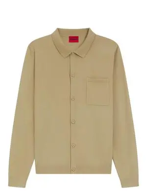 Hugo Regular-fit Knit Jacket With Ribbed Trims - Beige