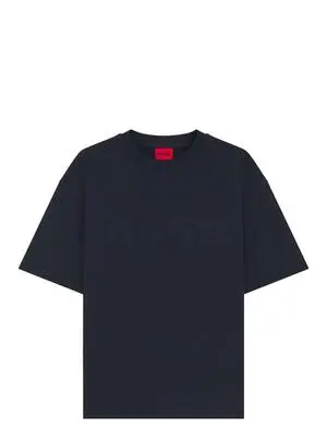 Hugo Cotton-jersey T-shirt With Reflective Logo - Dark Blue