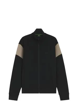 BOSS BOSS Zippered Cotton-Blend Sweatshirt With Contrast Inserts Black