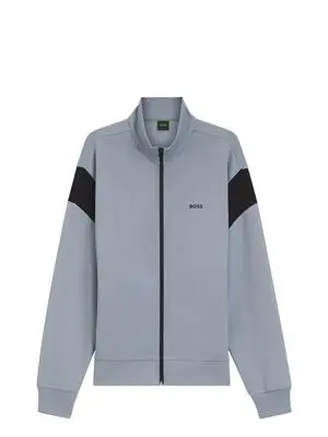 BOSS BOSS Zippered Cotton-Blend Sweatshirt With Contrast Inserts Dark Grey