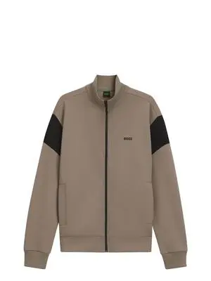 BOSS BOSS Zippered Cotton-Blend Sweatshirt With Contrast Inserts Light Green