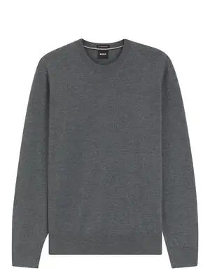 BOSS Merino Wool Crew Neck Sweater - Grey