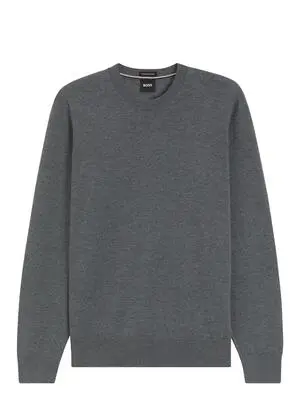BOSS Merino Wool Crew Neck Sweater - Grey