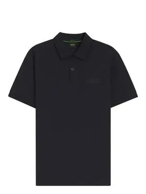 BOSS Paddy Polo Shirt With Structured Logo Patch Dark Blue