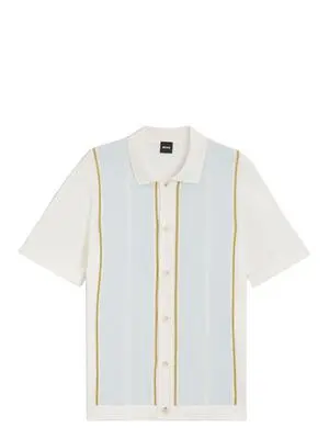 BOSS Color-blocked Cardigan With Wing Collar - White