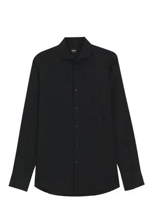 BOSS One Slim-fit Shirt In Wrinkle-resistant Oxford Cotton - Black