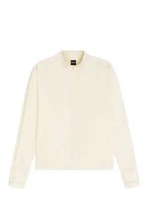 BOSS Regular-fit Cotton Poplin Blouse With Concealed Placket - Light Beige