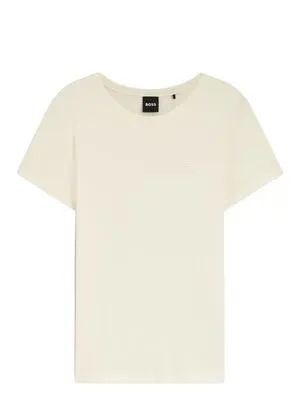 BOSS Slim-fit T-shirt In Cotton-silk Blend With Embroidered Logo - Light Beige