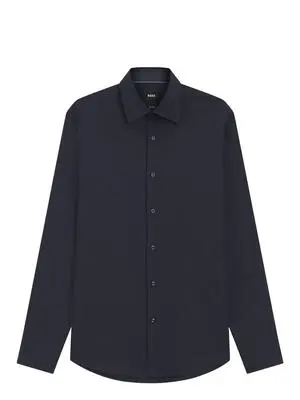BOSS Regular-fit Shirt In Easy-iron Stretch Cotton - Dark Blue