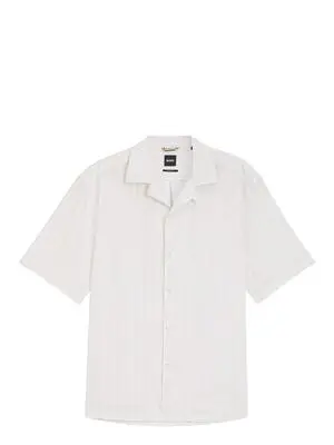 BOSS Relaxed-fit Camp-collar Shirt In Stretch Cotton Poplin - White