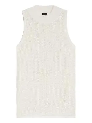 BOSS Sleeveless Knit Top With Micro-lace Structure - White