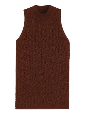 BOSS Knitted Cotton Top With Micro-lace Structure - Dark Orange