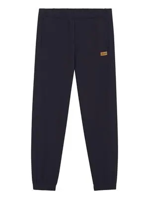 Hugo Cotton-terry Sweatpants With Logo Badge - Dark Blue