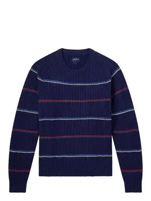 NOAH Ribbed Cotton Striped Sweater - Blue