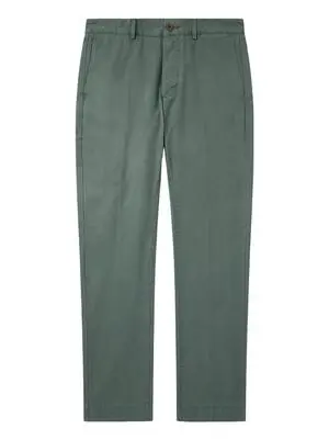 Sid Mashburn Field Straight-leg Garment-dyed Cotton-twill Trousers - Green