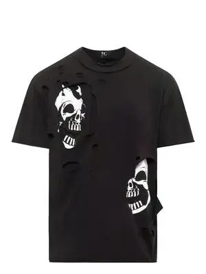 THUG CLUB Dead Inside Distressed Skull-print T-shirt - Black