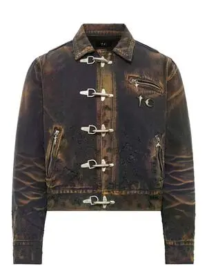 THUG CLUB Distressed Washed Denim Jacket - Black