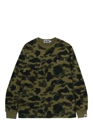 A BATHING APE 1st Camo One Point Long Sleeve Tee Shirt - Green