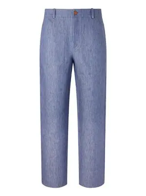 GOD'S TRUE CASHMERE Wide-leg Linen Trousers - Blue