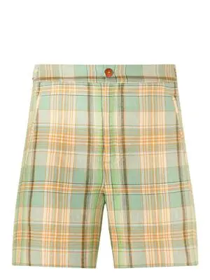 GOD'S TRUE CASHMERE God's True Cashmere Straight-Leg Checked Linen Shorts