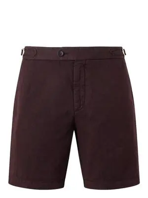Mr P. Straight-leg Cotton And Linen-blend Bermuda Shorts - Burgundy