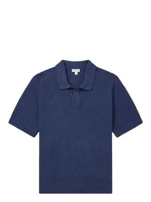 Sunspel Vintage Cotton-mesh Polo Shirt - Blue