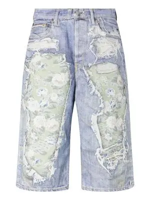 Acne Studios Judda Rose Printed Cotton Shorts - Blue