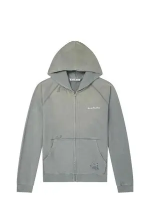 Acne Studios Embroidered Logo Zip Hoodie - Gray