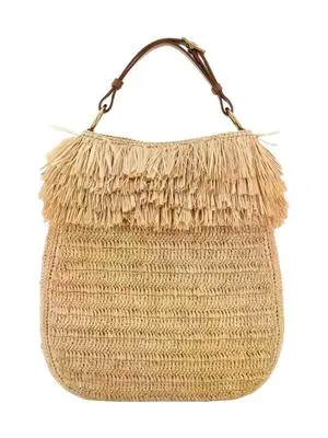 Saint Laurent Roady Raffia Fringed Tote Bag - Neutrals