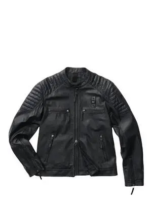 BLAUER. Crossland Traforato Leather Jacket - Black
