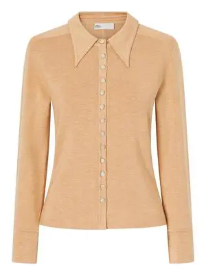 Tory Burch Tory Burch Silk-Blend Polo Shirt Neutrals