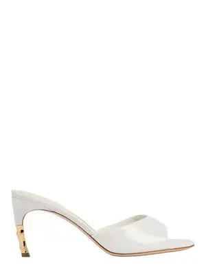 Gucci Castello Slide Leather Mid Heel - White