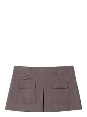 Miu Miu Poplin Miniskirt - Lead Gray