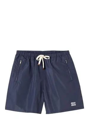 Miu Miu Technical Fabric Drawstring Waist Bermuda Shorts - Navy