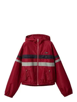 Miu Miu Technical Fabric Blouson Jacket With Hood - Red