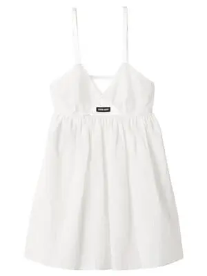 Miu Miu Slubbed Poplin And Eyelet Lace Mini Dress - White