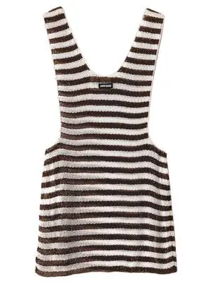 Miu Miu Embroidered Beaded Mini-dress With Plunging V-neck - Tobacco/white