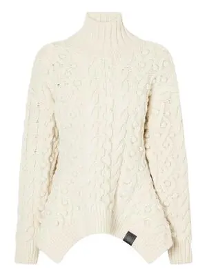 Stella McCartney Stella McCartney Bobble Cable-Knit Wool Turtleneck Sweater Ivory