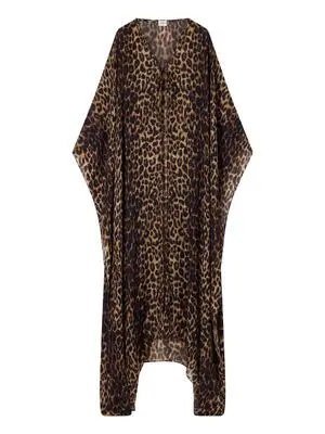 Saint Laurent Leopard-print Wool Kaftan - Animal Print