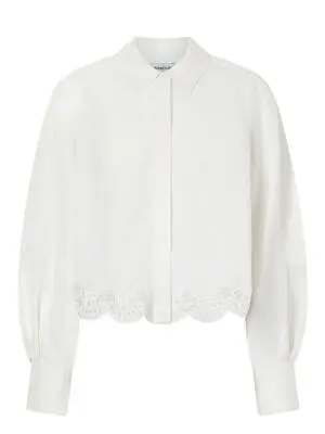 Simkhai Ames Cropped Broderie Anglaise Linen-blend Shirt - White