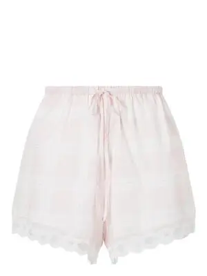 Posse Posse Marilyn Lace-Trimmed Checked Cotton Shorts Pink
