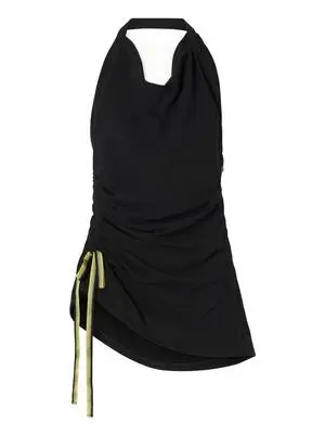 Proenza Schouler Melia Ruched Crepe Halterneck Top - Black